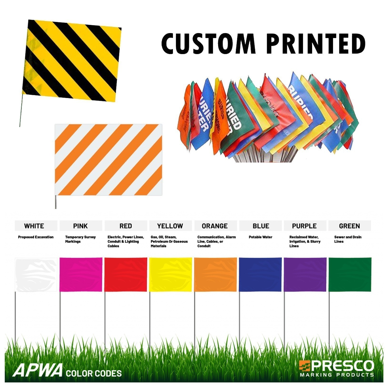 Construction Flags with Wire Staff